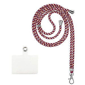 Phone Lanyard Set, Includes Adjustable Neck Strap & Phone Tether Tab, Crossbody Phone Lanyard for Phones Full Coverage Case (Apricot, Red & Gray)
