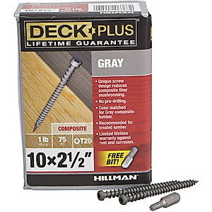 HILLMAN FASTENERS 48439 Deck Screws, Gray, 75 Piece