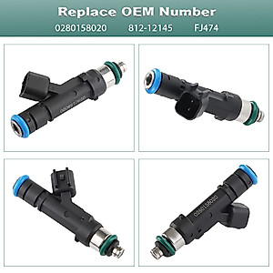 JDMON Fuel Injectors Replacement for Dodge Dakota Durango Nitro Ram1500 Jeep Commander Grand Cherokee Liberty Mitsubishi Raider 3.7L V6 Replace 0280158020 812-12145 FJ474 6Pcs