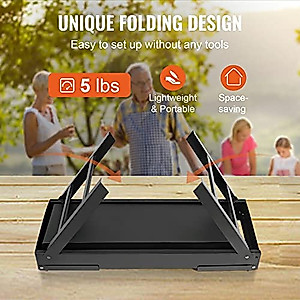 WACTO Portable Charcoal Grill, Flat Top Propane Gas Grills, Compact Foldable BBQ Grill, Heavy Duty Steel, Mini Smoker for Travel, Outdoor Cooking, Barbecue Camping, Picnic, Patio - Black