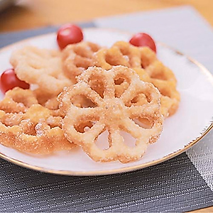 8-Piece Rosette&Timbale Set, Aluminum Waffle Molds with Wooden Handle, Homemade Swedish for Rosette Bunuelos Cookie