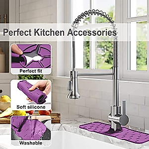 JODEILIY Kitchen Silicone Faucet Sink Splash Guard,Faucet Water Catcher Mat,Sink Draining Pad Behind Faucet,Silicone Drying Mat
