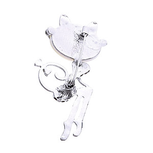 JUNYY Cute Kitten Opal Brooch Dainty Crystal Cat Collar Pin For Women Girl Personalized Lapel Pin(Silver), one size