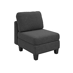 Huatean Home Modular Sofa Armless 2 Seat for Living Room, Middle Module for Customizable Sectional Sofa Couch, Darkgrey