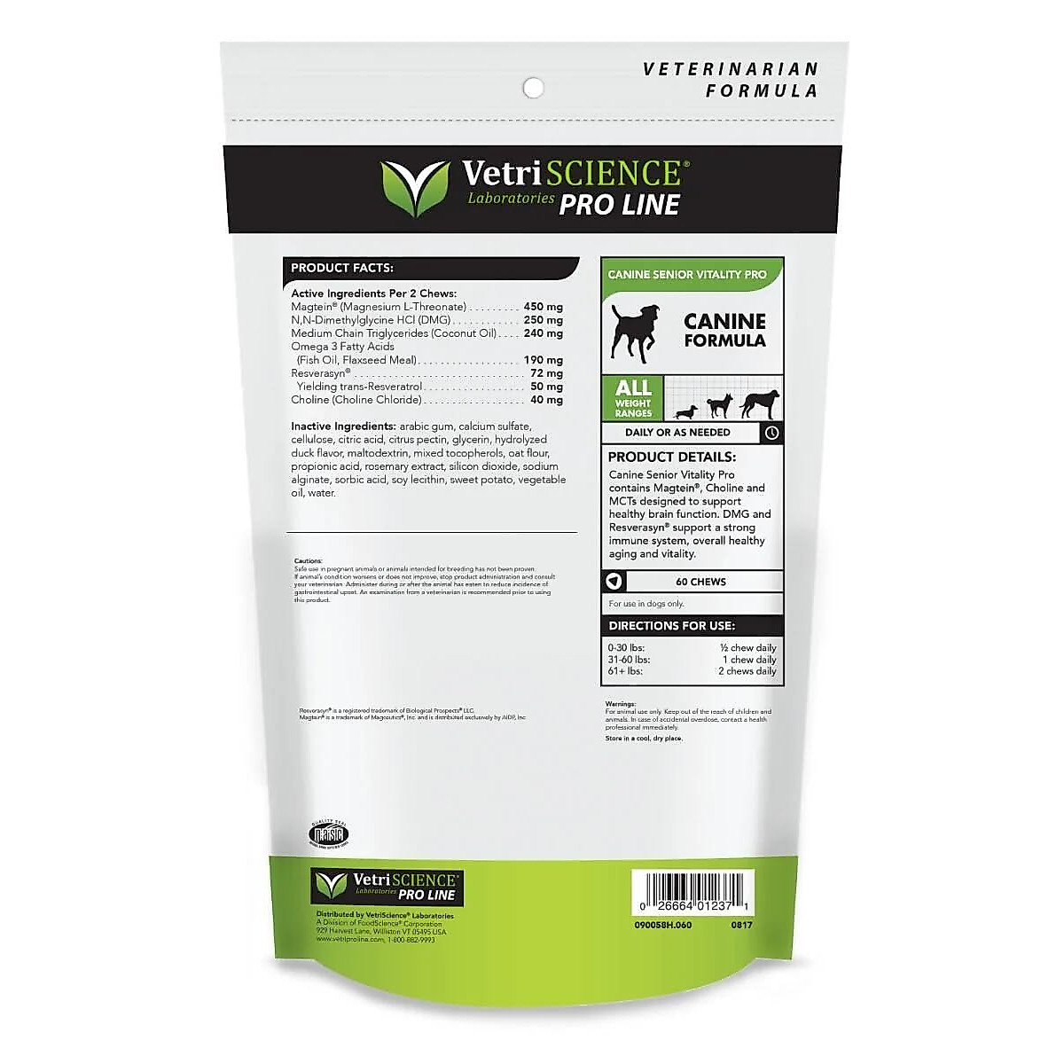 VetriScience Canine Senior Vitality Pro - Advanced Multivitamin Supplement for Senior Dogs - Immune Health & Metabolic Support - Wellness Formula Aids Healthy Aging & Brain Health for Dogs - 60 Chews