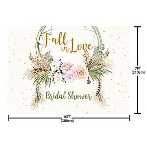 ABLIN 10x7ft Fall in Love Backdrop Boho Bridal Shower Decorations Pampas Grass Dreamcatcher Photography Background Bride to Be Engagement Bachelorette Party Decorations Props