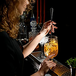 GLAMFIELDS Black 9.5 Inch Long Handle Iced Tea Spoons, Coffee Spoons, Ice Cream Spoon, Stainless Steel Cocktail Stirring Spoons, Set of 4