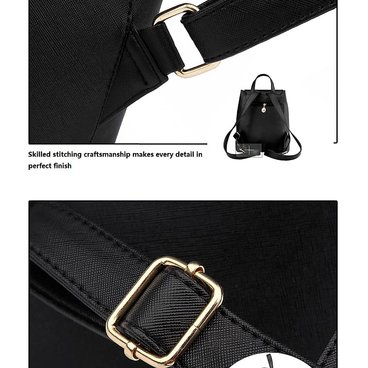 navor Girls/Women Waterproof Daypack Casual Backpack Convertible Business/Travel Leather Backpack/Handbag [Black]