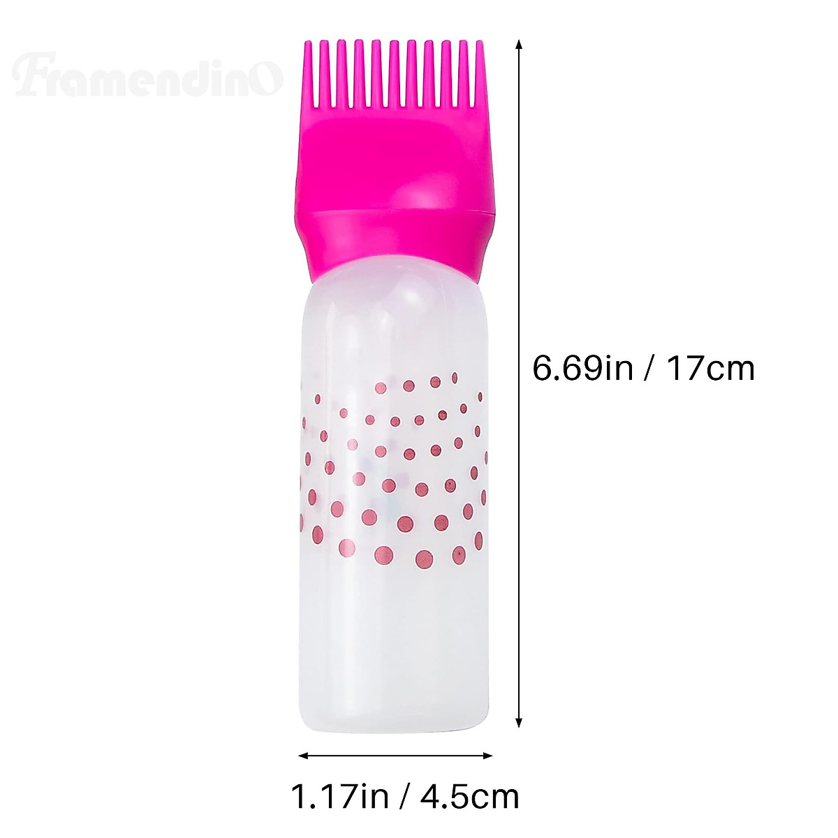 Framendino, 3 Pack Root Comb Applicator Bottle with Graduated Scale Colorful Plastic Squeeze Brush for Hair Dye Home Salon 6 oz