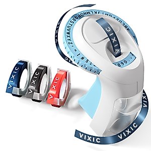 Vixic Embossing Label Maker Machine with Tapes, Handheld Retro Embossed Label Maker with 3D Effect Waterproof Tapes for Organization, DIY & Crafting, Blue Vintage Label Maker