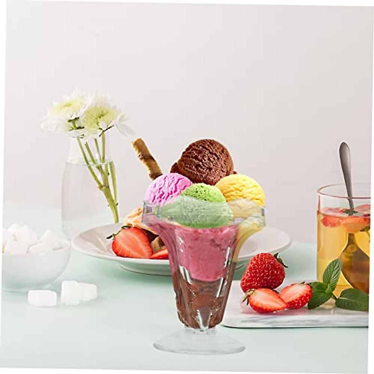 FELTECHELECTR Ice Cream Cup Cups for Clear Glass Cups Clear Dessert Plates Yogurt Dessert Cups Snack Cup Ice Cream Bowls Ice Cream Glasses Glass Ice Cream Dishes Footed Dessert Bowl