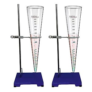 MANIKARN 1000 ml Imhoff Cone with Stand (Set of 2 Piece) for Sedimentation & Biofloc Test for Fish Farming, Research and Educational Purpose