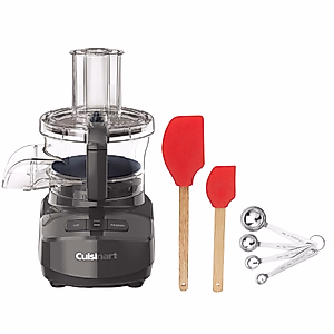 Cuisinart 9-Cup Food Processor (Gray) - Efficient Universal Blade, In-Bowl Storage, and Quick Chopping - Kitchen Appliance for Home Chefs Bundle with Measuring Spoons, and 2-Piece Spatula (3 Items)