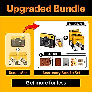 KODAK Mini Shot 3 Retro 4PASS 2-in-1 Instant Digital Camera and Photo Printer (3x3 inches) Initial 8 Sheets + 60 Sheets Gift Bundle, Yellow (NOT Zink)