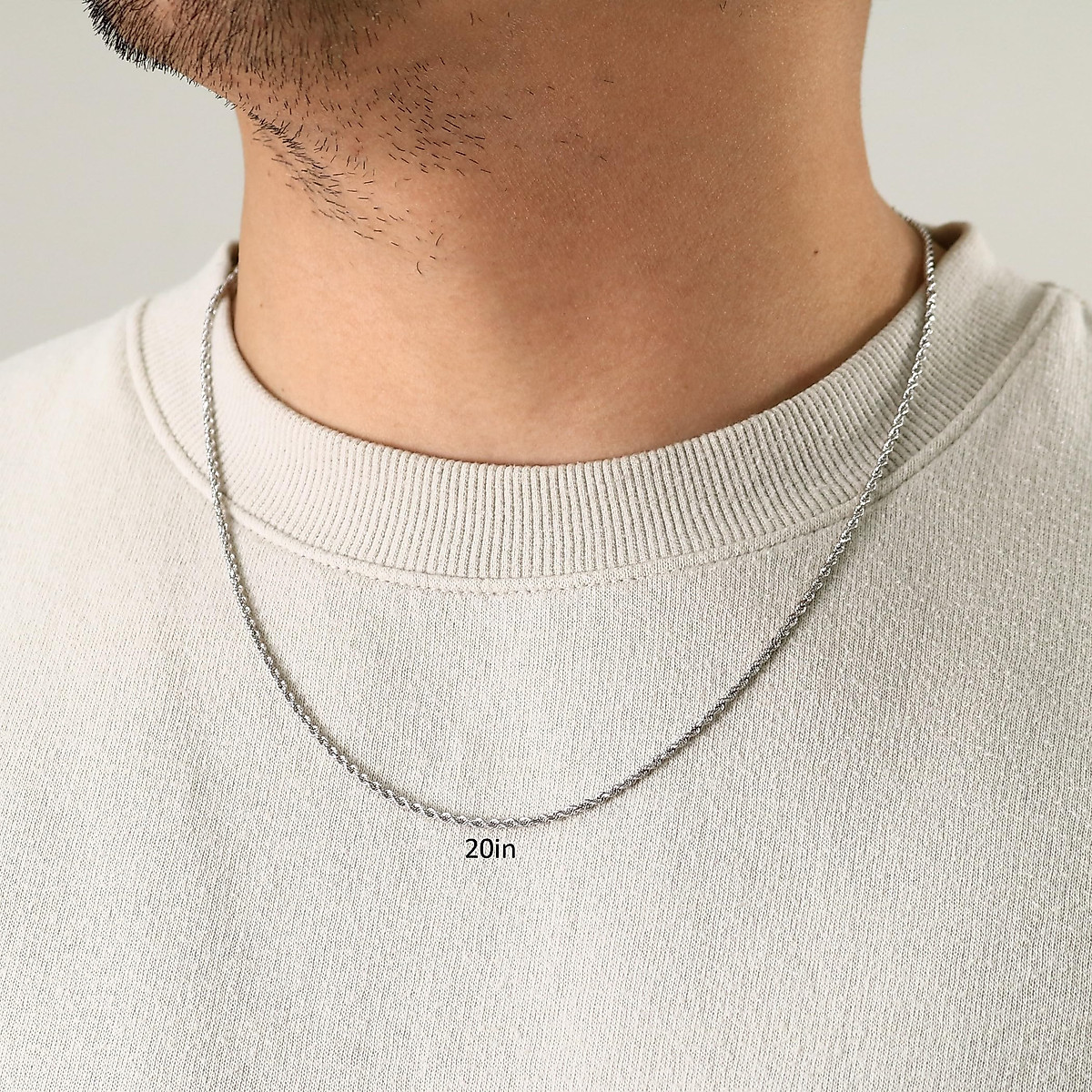 Nuragold 10k White Gold 2mm Rope Chain Diamond Cut Pendant Necklace, Mens Womens Jewelry 16" 18" 20" 22" 24" 26" 28" 30"