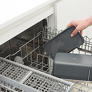 Brabantia Food Waste Caddy (0.48 Gal/Dark Gray) Kitchen Leftovers Can with Stay-Open Lid & Stainless Steel Handle for Composting