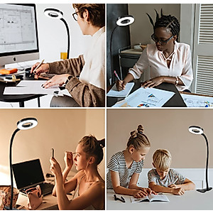 lishumei Clip on Light Reading Lights, 48 LED USB Desk Lamp with 3 Color Modes 10 Brightness, Flexible USB Clamp Bedside Lamp, Eye Caring Book Light for Studying/Working/Gaming (Black)