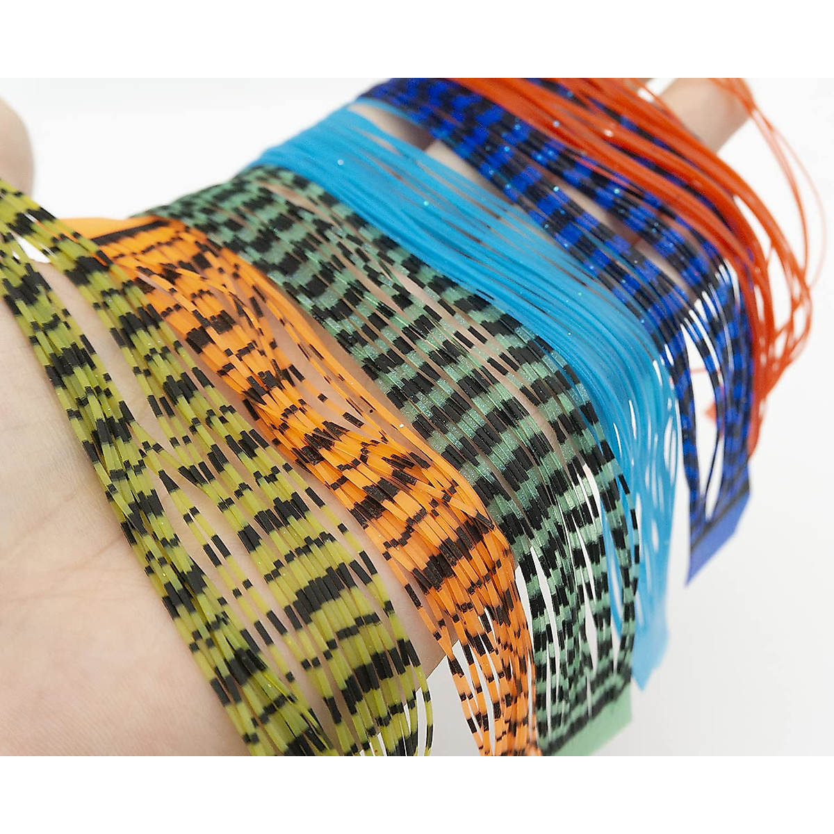 20Pc 10Colours Fishing Jig Lures Mixed Colors DIY Silicone Whole Sheet Skirts for Jig Lures Regular Skirt Colours with Fly Tying Material Free Rubber Band CMB1#