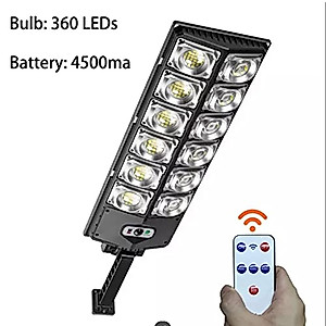 Solar Street Light Dusk to Dawn Outdoor Lighting 15000LM Flood Lights with Motion Sensor and Remote Control for Mounting Pole Bracket Garden, Court, Yard, Parking Lot, White (91350181MA359HEX1F)