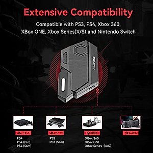 Keyword and Mouse Adapter for Nintendo Switch/Xbox One/PS4/PS3, AIMVICE Keyboard Adapter & Xbox Keyboard Adapter, Perfect for Games Consoles for FPS, TPS and RTS [2023 Upgrade Version]