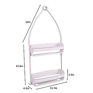Humorous.P -Plastic Shower Caddy-Shower Caddy-Baby Shower Caddy-Hanging Shower Caddy for Shampoo, Conditioner, and Soap with Hooks for Razors, Towels, and More 4”x11.7”x26.5”