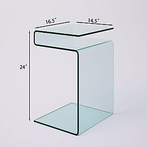 Glass Nightstand,Side Table,S-Shaped End Table for Living Room,Bedside Table for Bedroom