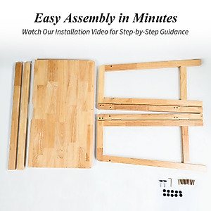 Cttasty Computer Desk, Foldable Desk, Home Office Desks, Solid Wood Writing Desk, Mid Century Modern Desks, Oak Study Table, Folding Desks for Small Spaces, 39.4 W x 27.6 H x 13.6 D Inches, Natural