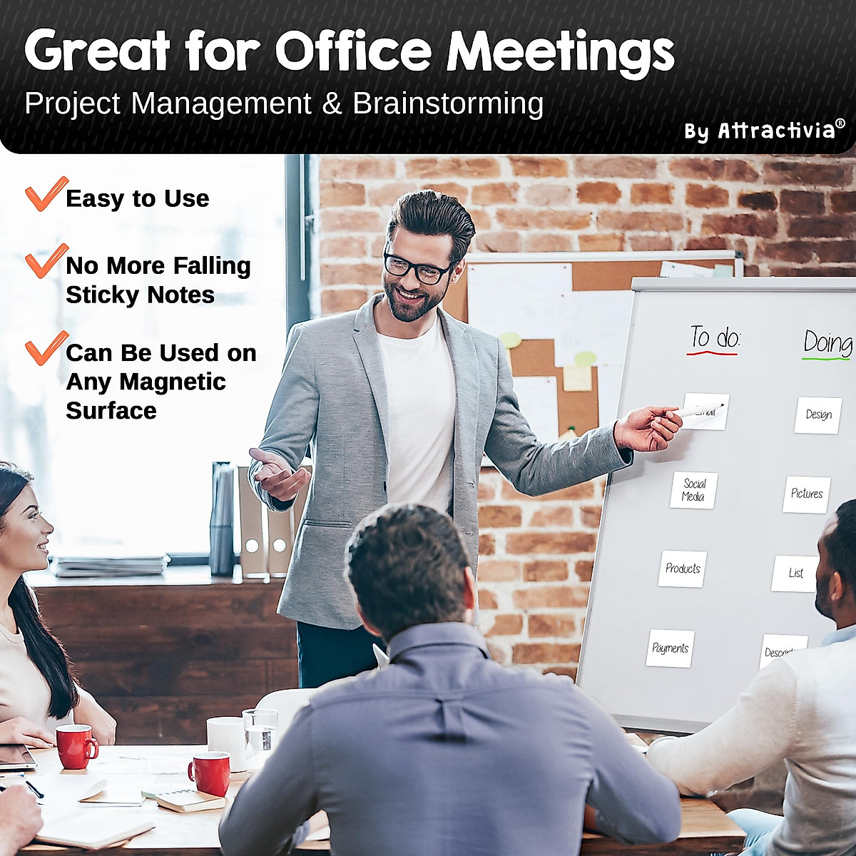 Dry Erase Magnetic Labels 2.8 x 1.8 in, Small Dry Erase Magnets, 40-Pack, White Erasable Write-On All-Purpose Labels, for Office, Education, Home, Whiteboard