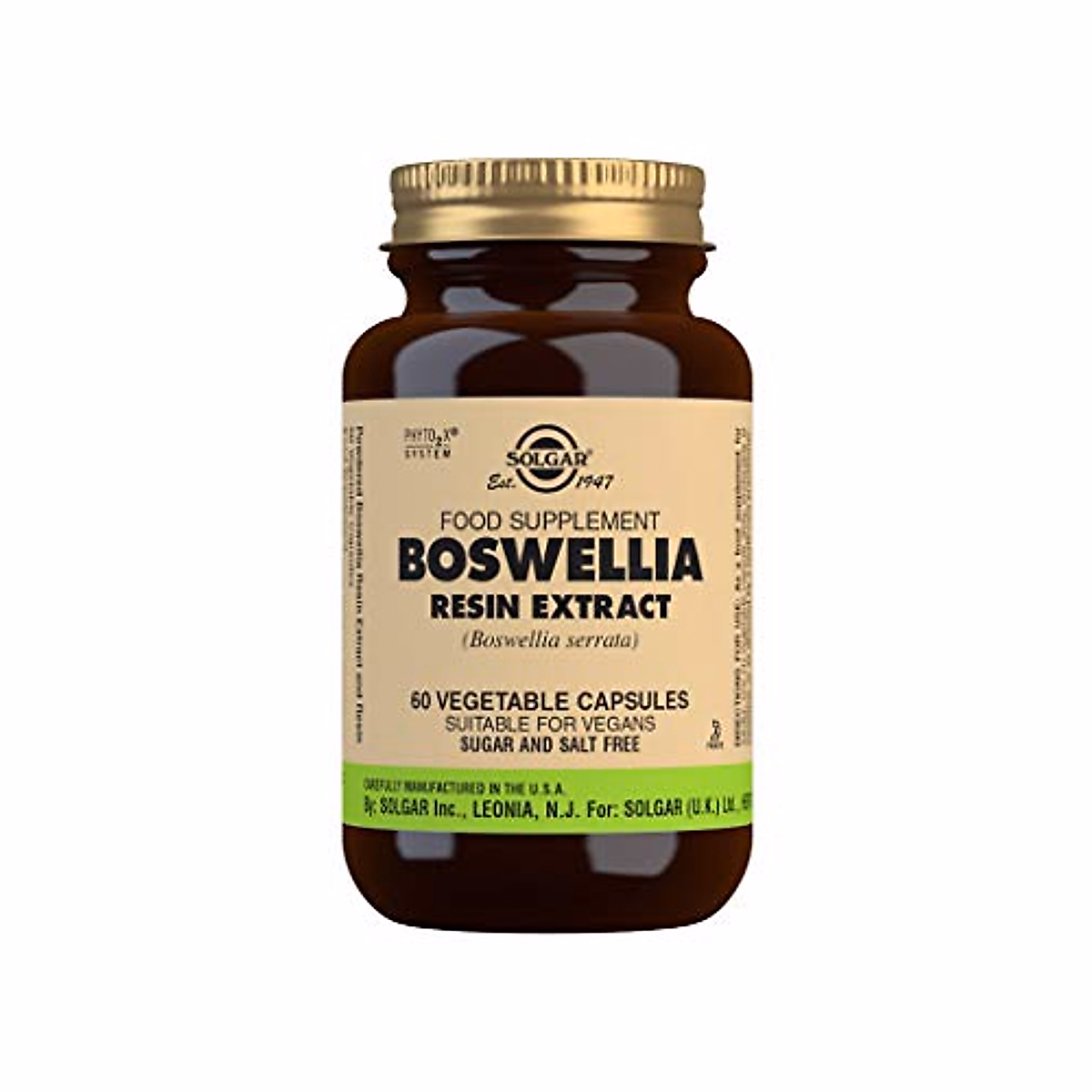 Solgar Boswellia Resin Extract, 60 Vegetable Capsules - Supports Joint Comfort & Digestive Health - Standardized Full Potency (SFP) - Non-GMO, Vegan, Gluten Free, Dairy Free, Kosher - 60 Servings