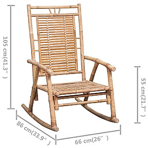 FAMIROSA Rocking Chair with Cushion Bamboo,Weight:24.65lbs,3063908
