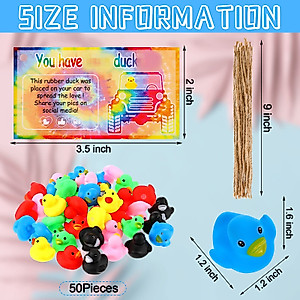 150 Pieces Rubber Ducks and Strings Small Rubber Duck with Duck Tags Mini Rubber Duck for SUV Greeting Card Toy Game Decorations Presents