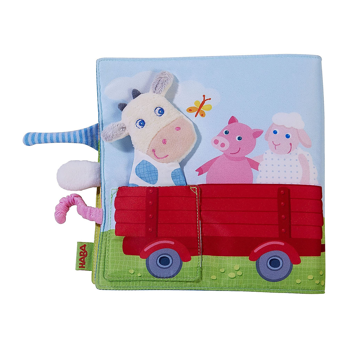 HABA Fabric Book Down on The Farm with Removable Finger Puppet