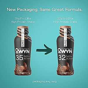 OWYN Only What You Need Pro Elite Vegan High Protein Keto Shake, 32g Protein, 9 Amino Acids, Omega-3, Prebiotics, Superfoods Greens for Workout and Recovery, 0g Net Carbs, Zero Sugar, Chocolate, 12 Fl Oz (Pack of 12)