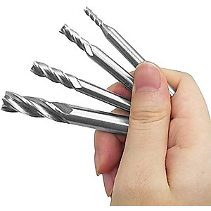 ASNOMY 10pcs 4-Flute End Mill Set, Metric CNC Milling Cutter Drill Bits Router Bits Cutter Tool Set for Wood Aluminum Steel Titanium, Straight Shank 2-12mm