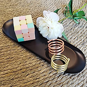 2 Pack Long Narrow Black Rolling Metal Decorative Tray, 12 Inch Stainless Steel Golden Serving Oval Brass Vanity Tray Table Decor Platter for Jewelry, Towel, Bathroom, Exxacttorch, et-029444-FBM-PT