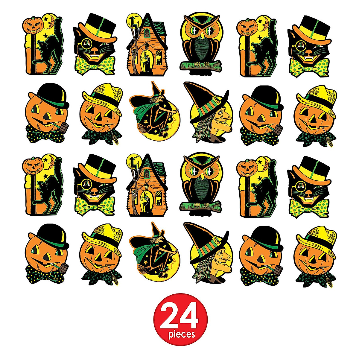 Beistle Halloween Cutouts 24 Piece, 8.5"-9.25", Multicolored