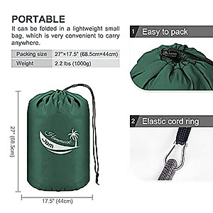 JBM Single Camping Hammock Portable Parachute Hammock - Support 330lbs (Green)