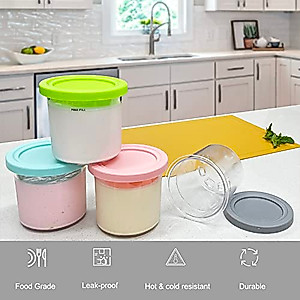 CUTIECLUB 4PCS Ice Cream Pints Containers with Lids and Stainless Steel Ice Cream Scoop Set for Ninja Creami, Compatible with NC299AMZ & NC300s Series Creami Ice Cream Makers