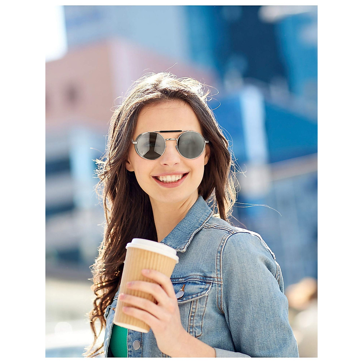 4 Pairs Steampunk Sunglasses Retro Gothic Sunglasses Unisex Vintage Sunglasses (Black Frame Grey Lens, Silver Frame Silver Lens, Gold Frame Brown Lens, Brown Frame Brown Lens)