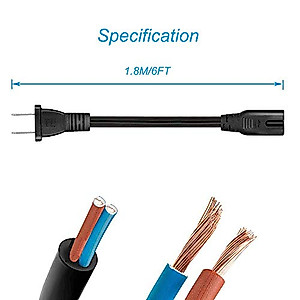 UL Listed XINYUWIN 2 Prong Power Cord 6ft Compatible with HP Envy/OfficeJet; Canon Pixma/Maxify; Epson Stylus/Workforce / Expression Premium/Artisan Printer; Brother/Dymo Label Writer