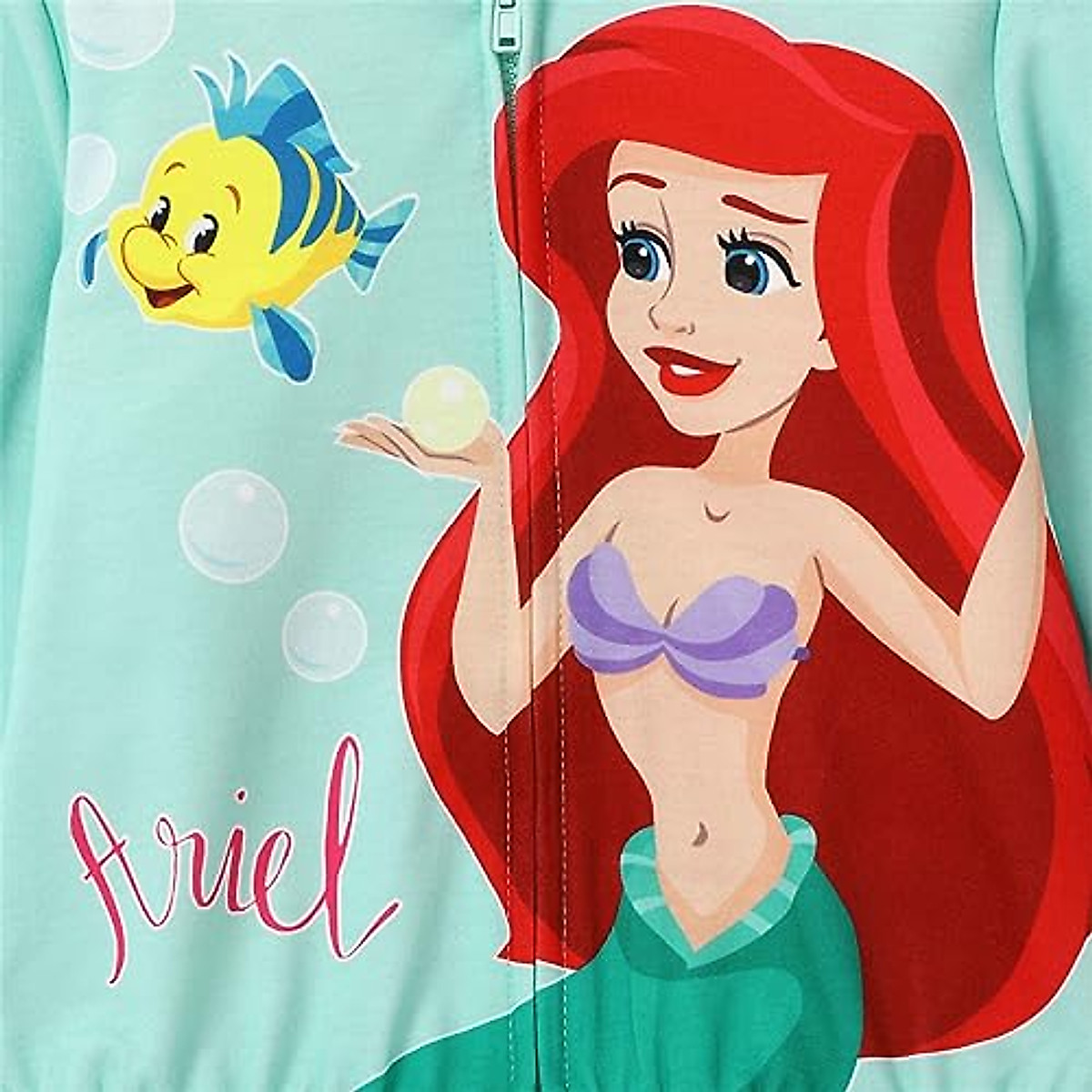 Disney Princess Toddler Big Kid Girls' Hoodies Fashion Zip-Up Long Sleeves Sweatshirts Top, Green, 4-5 Years