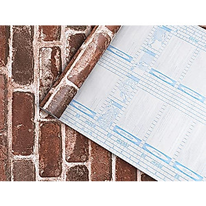 Akywall Red Brick Wallpaper Peel and Stick Realistic Distressed Textured Rock Stone Self Adhesive Contact Paper Embossed Vintage Removable Vinyl Wall Paper Faux Brick Look Wall Covering 118inch