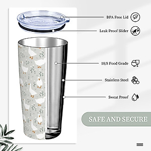JASROTAO Cute Goose Flowers Tumblers, Goose Floral 20oz Stainless Steel Insulated Travel Tumbler,Travel Coffee Mug with Lid and Straw Cups Gifts for Women Men