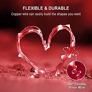 JMEXSUSS 4 Pack 50 LED Red Fairy Lights Battery Operated, 16.1ft Mini Firefly Starry Lights, Red String Lights for Bedroom Wedding Party Christmas Halloween Decorations