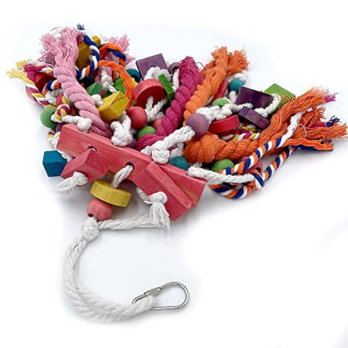 GILYGI Bird Chewing Toys -Parrot Natural Wooden Block and Cotton Knot Tearing Toys for Conures Cockatiels African Grey and Amazon Parrots