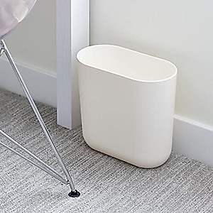 iDesign Recycled Plastic Slim Oval Waste Basket, The Cade Collection – 10.625” x 5.5” x 9.75”, Coconut
