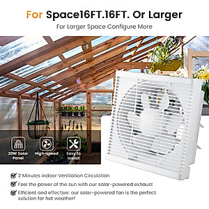 Chtoocy Solar Powered Fan, Large 8“ Solar Exhaust Intake Fan Kit for Greenhouse, Waterproof Fans with 24/7 hrs On/Off Switch Cable, Cooling Ventilation for Chicken Coop, Shed, Garbin,Outside/Inside