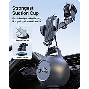 andobil Phone Mount for Car (Bumpy Roads Friendly) Cell Phone Holder Car — Easy Clamp Hands-Free Universal — Fit for Dashboard-Windshield-Vent iPhone 14 13 12 Pro Max, Samsung Galaxy S23 All Phones