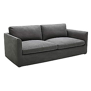 Amazon Brand – Stone & Beam Faraday Down-Filled Casual Slipcovered Sofa, 89"W, Charcoal Grey