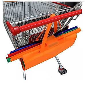 ISJ Co Trolley Bags for Shopping Cart, Set of 4 Reusable Bags (Orange, Green, Blue and Red)
